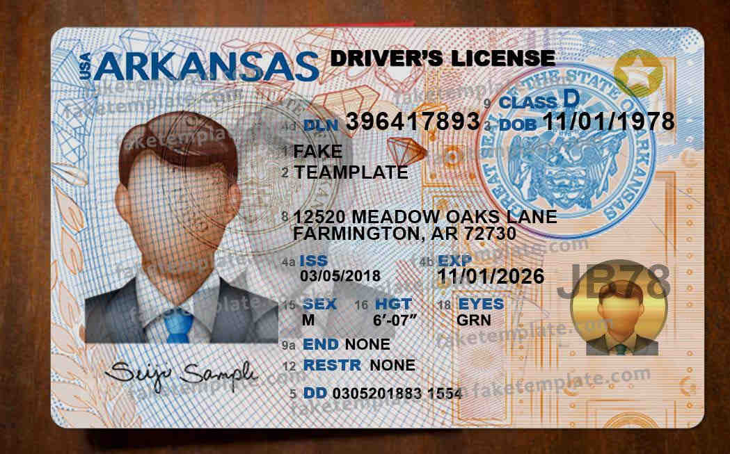 Arkansas Drivers License Template V2 New - Fake Template