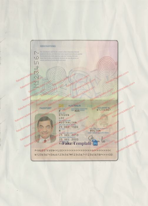 Australia Passport Template Psd V2 High Quality Fake Template 4489