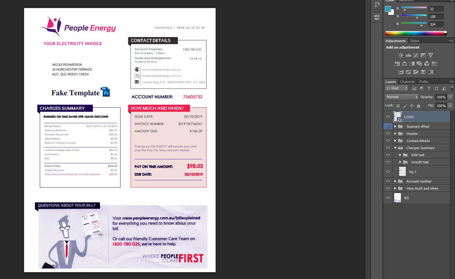 Australian Utility Bill Psd Template - Energy Australia Bill Pay