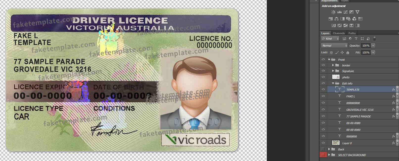 Australian Drivers License Template - Victoria Australia Driver License