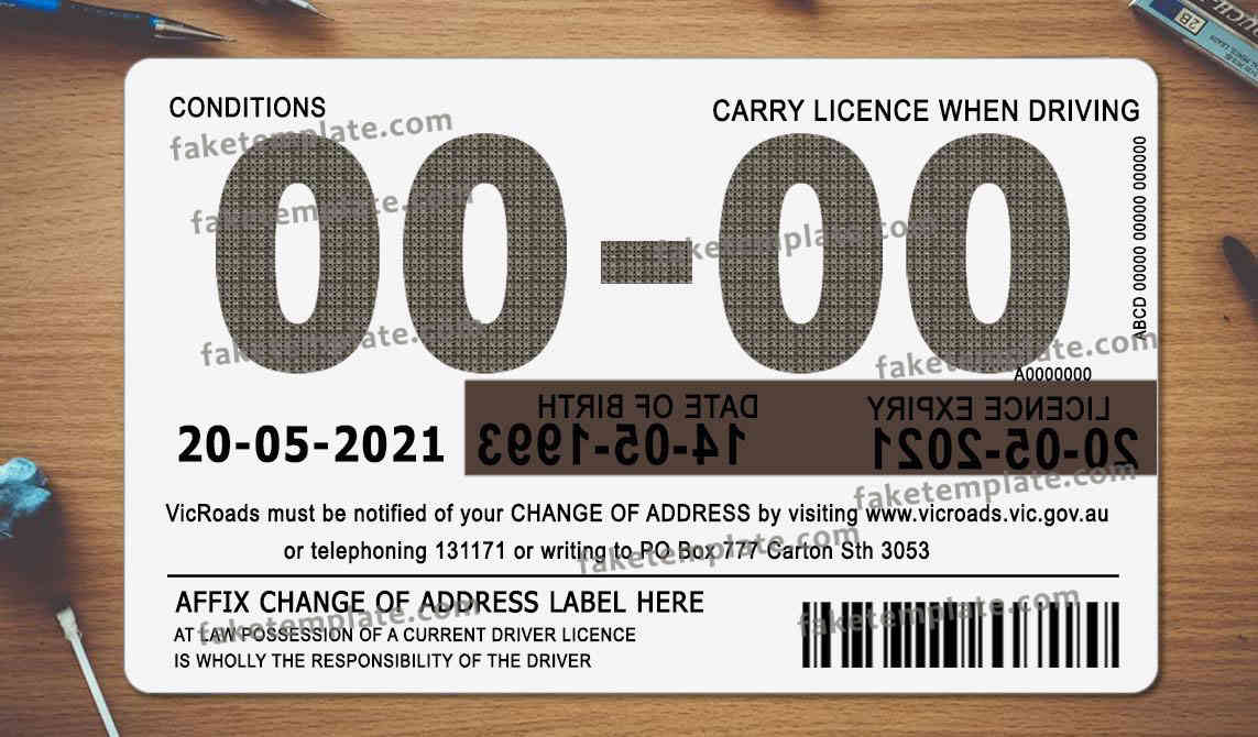 Australian Drivers License Template - Victoria Australia Driver License