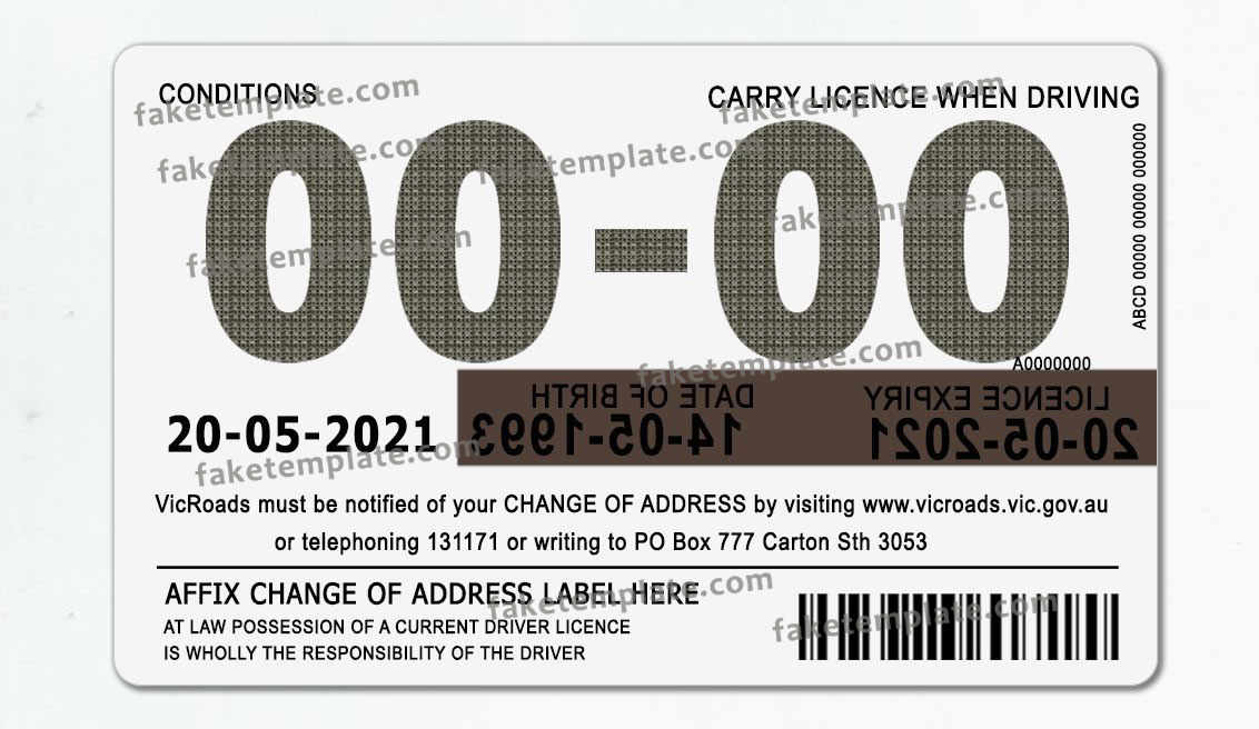 Australian Drivers License Template - Victoria Australia Driver License