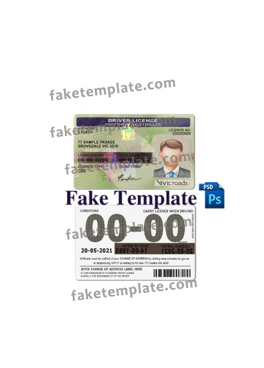 Australian Drivers License Template - Victoria Australia Driver License