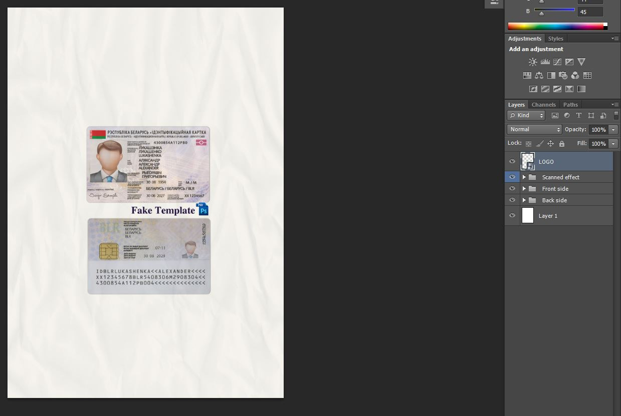 Belarus ID Card Template Psd - Belarusian ID Card - Fake Template
