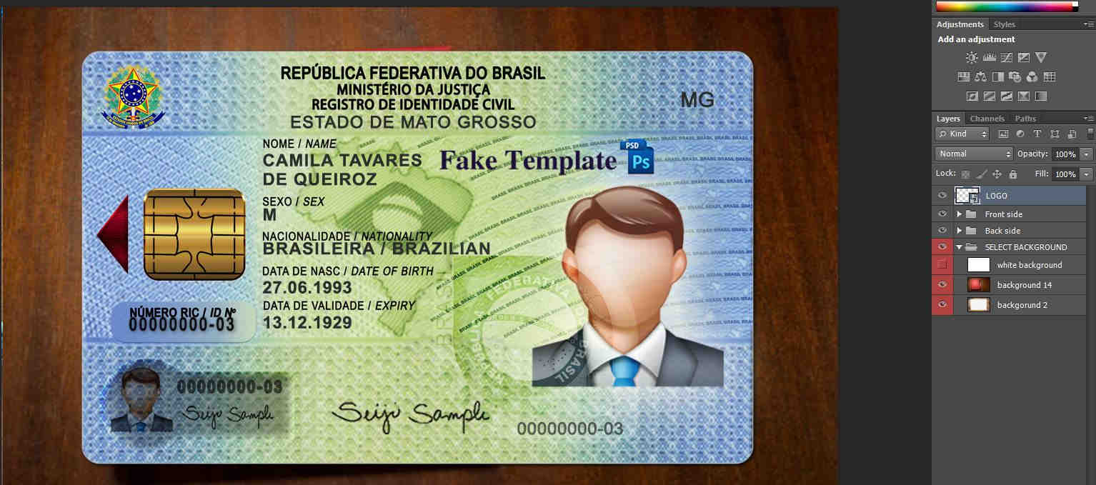 Brazil ID Card Template Psd - High quality - Fake Template