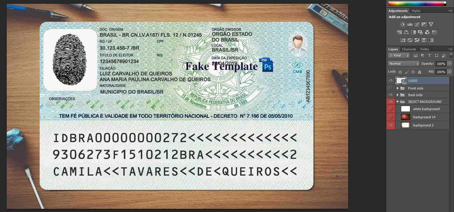Brazil ID Card Template Psd - High quality - Fake Template