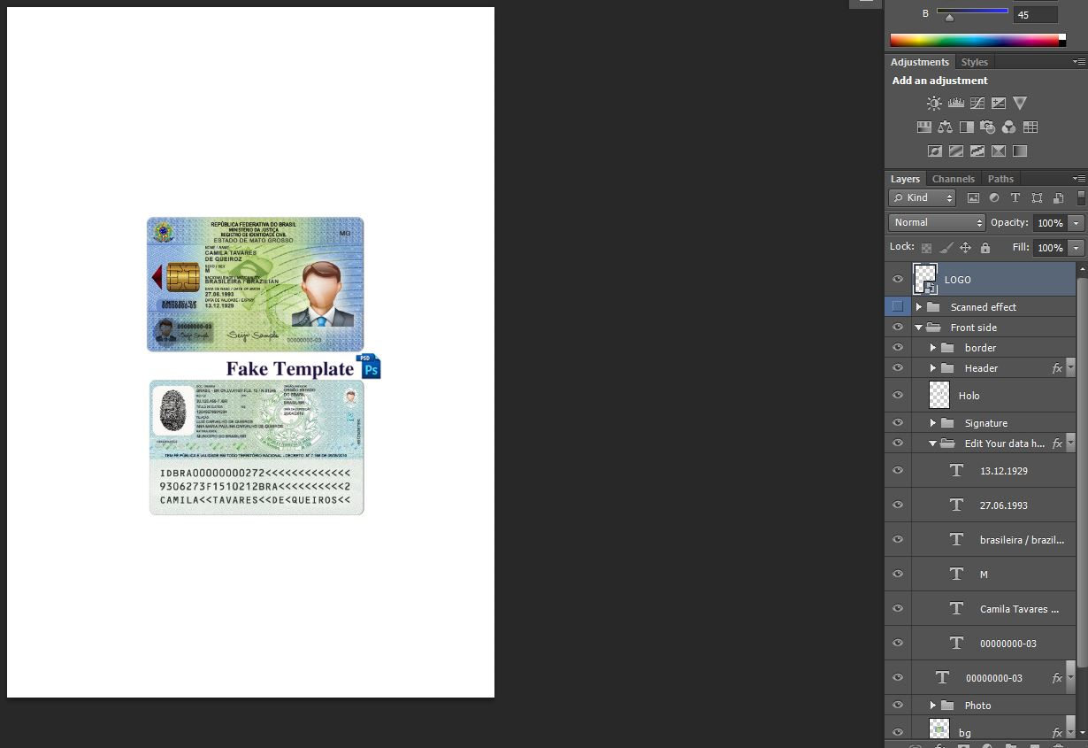 Brazil ID Card Template Psd - High quality - Fake Template