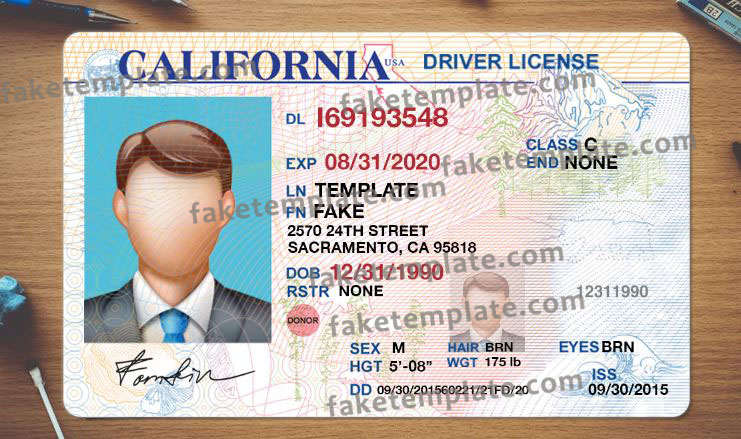 California Driver License Psd V2 - Fake California Driver's License