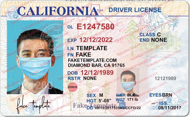California Driver License Psd V2 - Fake California Driver's License