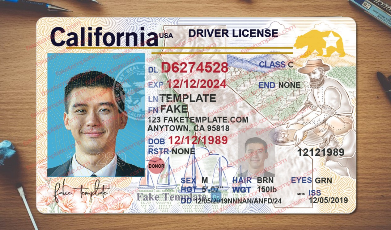 California Driver License Template V1 New - Fake Template