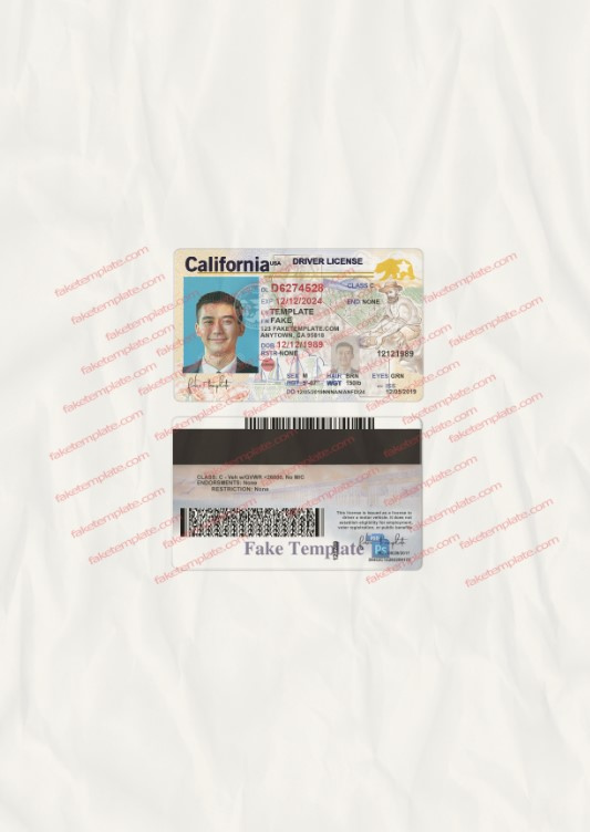 California Driver License Template V1 New - Fake Template