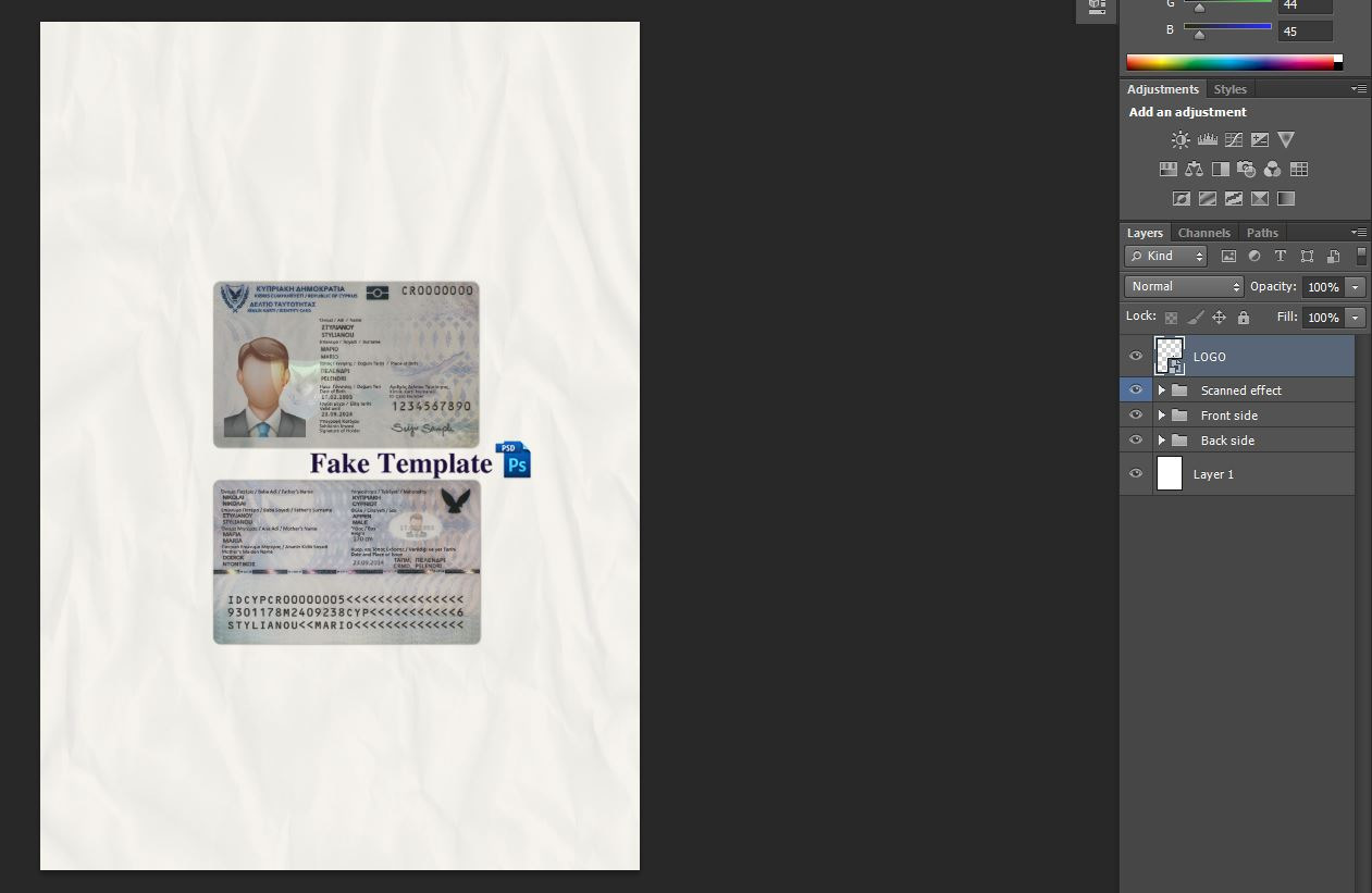 Cyprus ID Card Template Psd - Cypriot ID Card Template - Fake Template