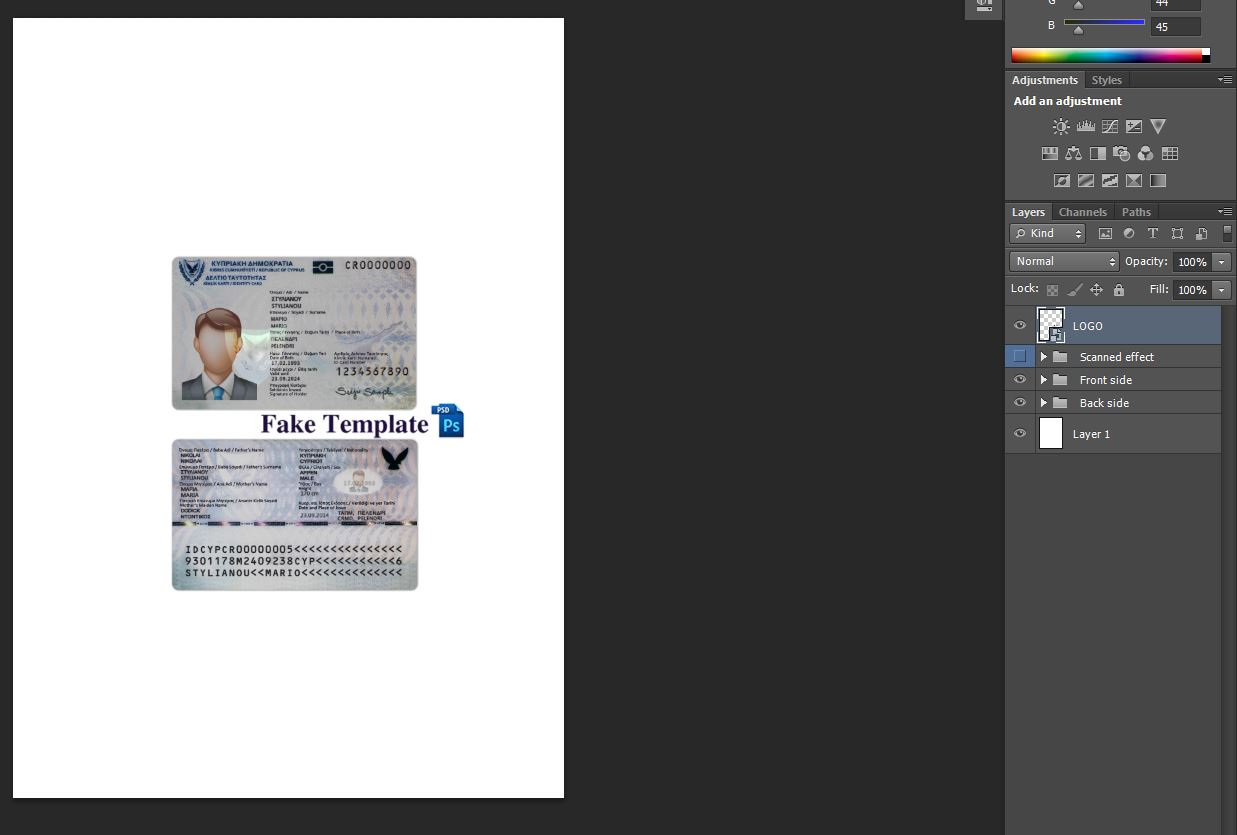 Cyprus ID Card Template Psd - Cypriot ID Card Template - Fake Template