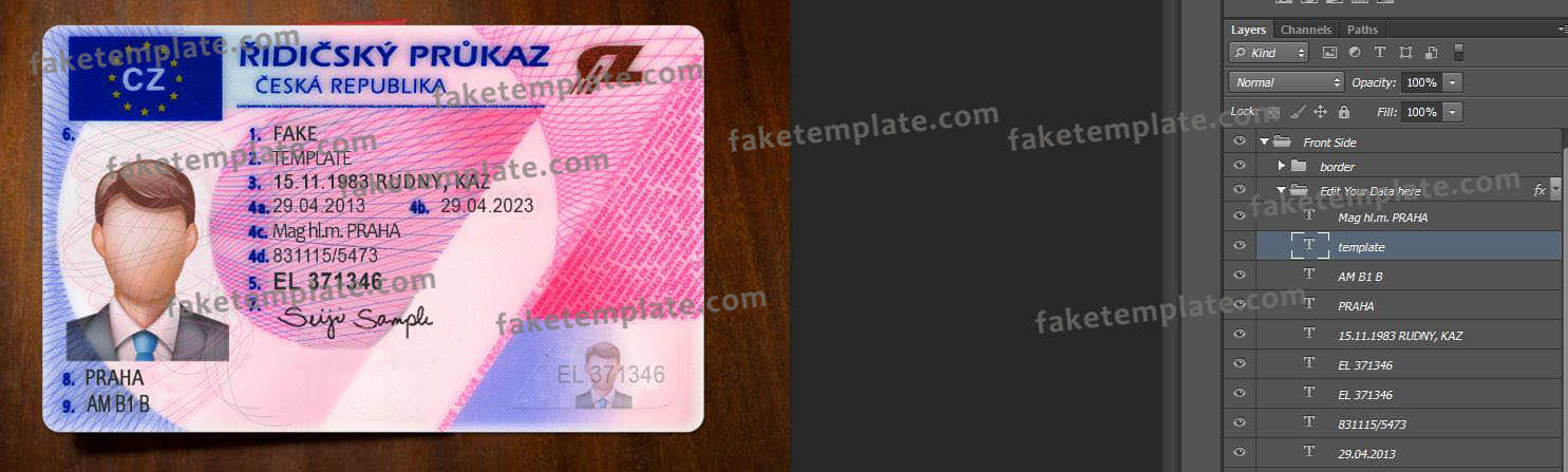 Czech Republic Driver License Template - Fake Template