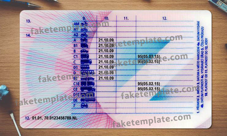 Czech Republic Driver License Template - Fake Template