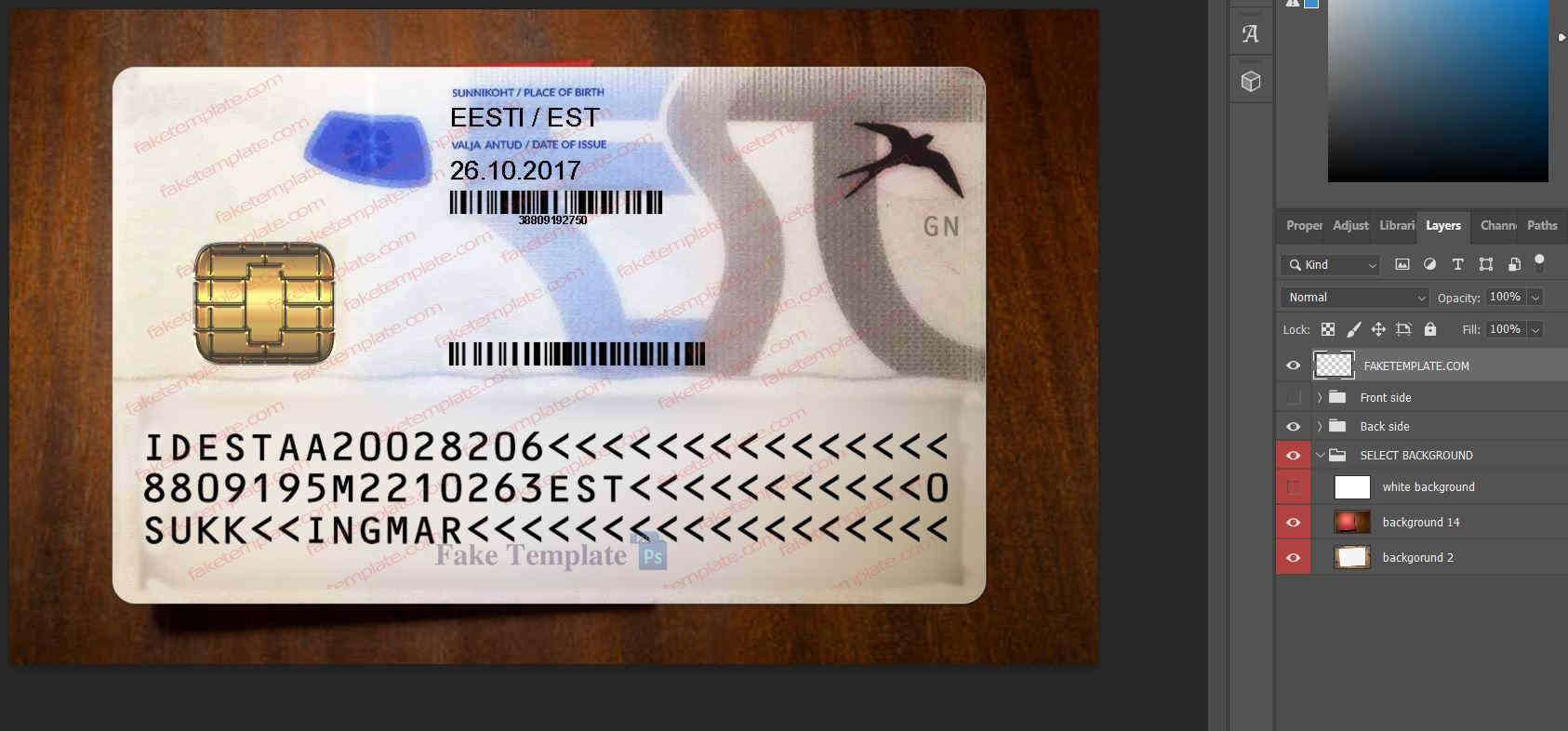 Estonia ID Card Template Psd V1 - Estonian Identity Card - High quality