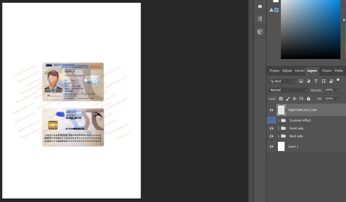 Estonia ID Card Template Psd V1 - Estonian Identity Card - High quality