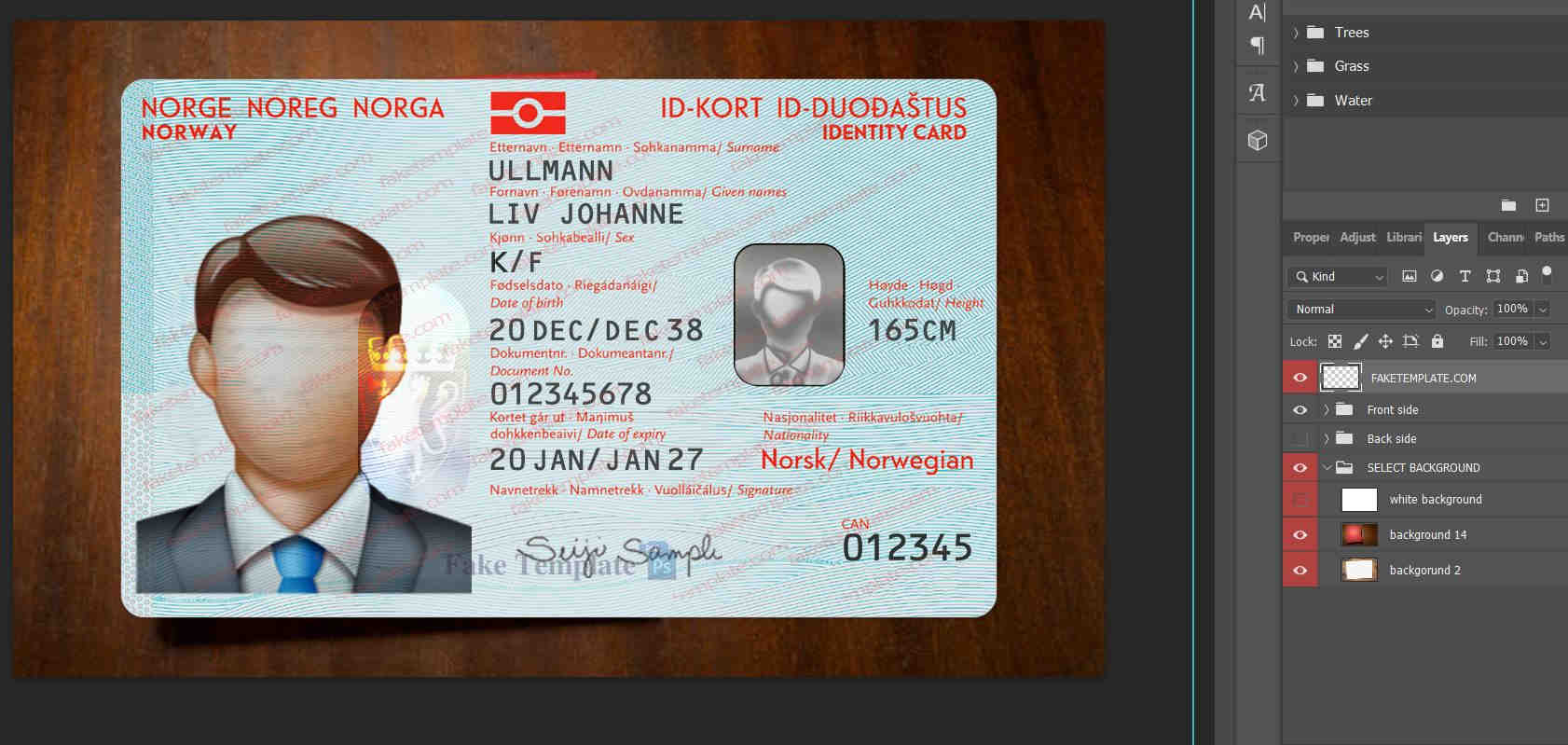 Norway ID Card Template Psd - Fake ID Card Norway - Fake Template