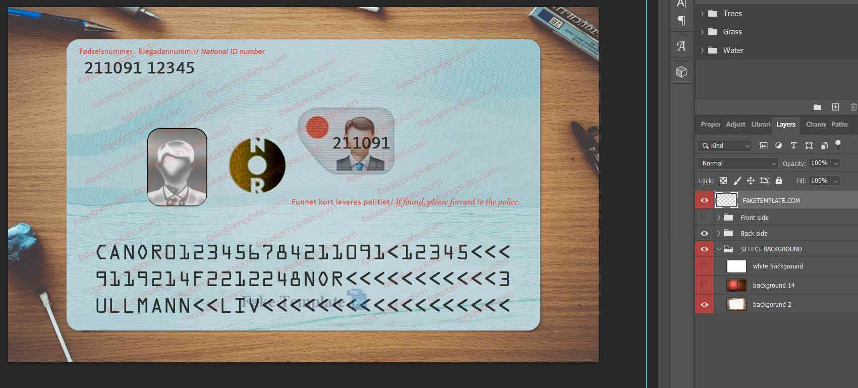 Norway ID Card Template Psd - Fake ID Card Norway - Fake Template