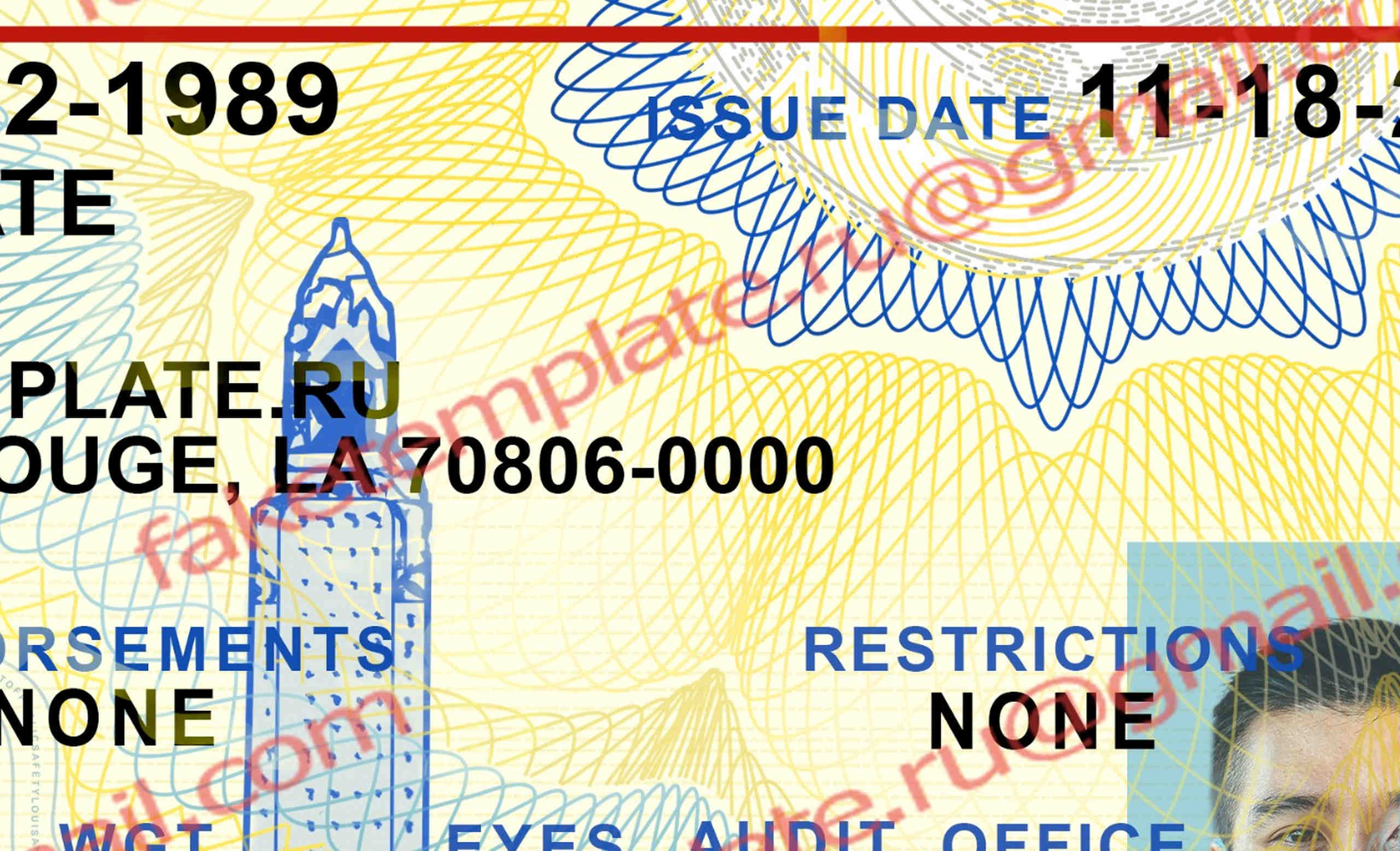 Louisiana Driver License Template - Fake Template