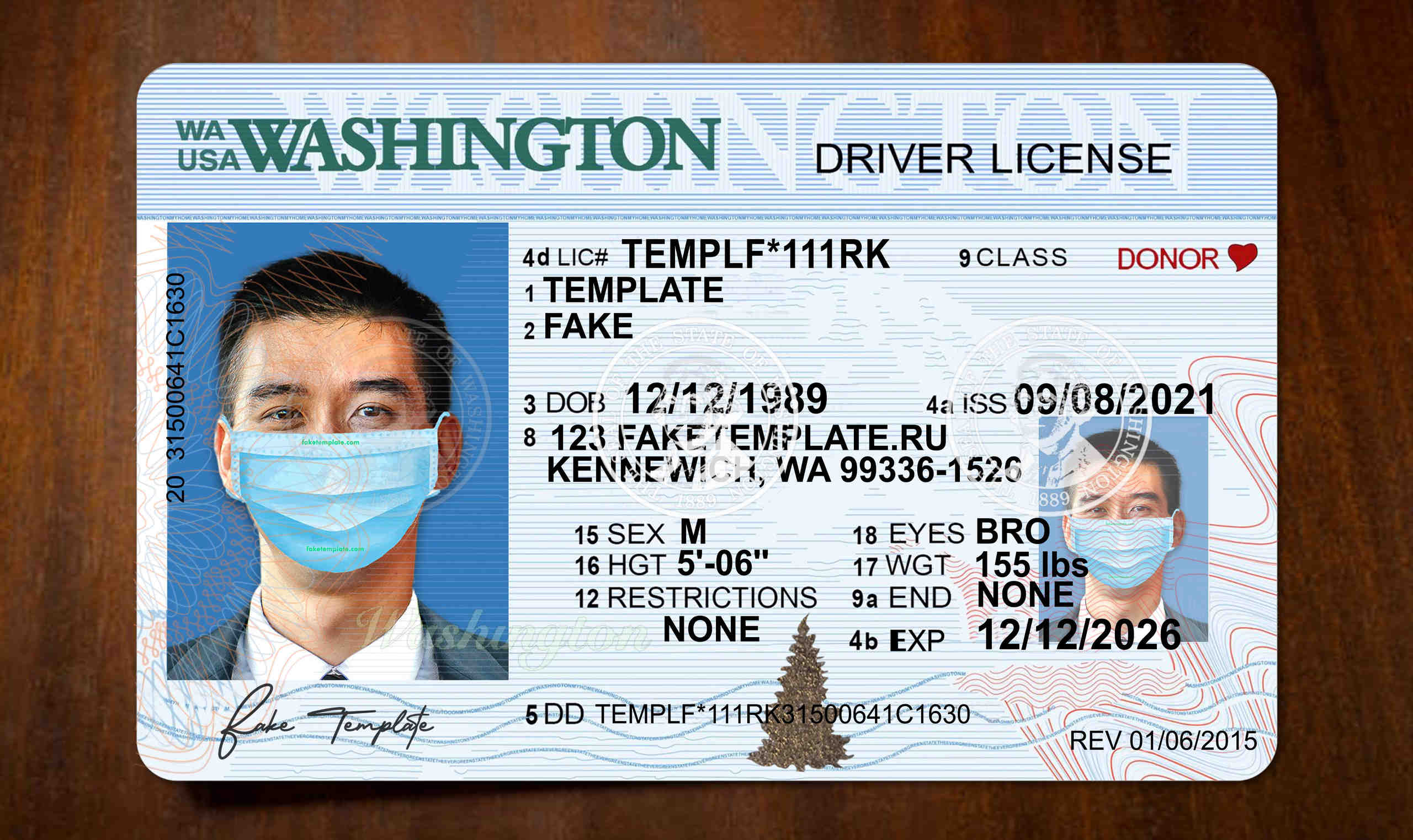 Washington Drivers License Template - Fake Washington Drivers License