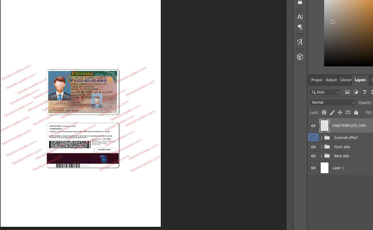 Florida Driver License Template V2 - Fake Florida Driver License