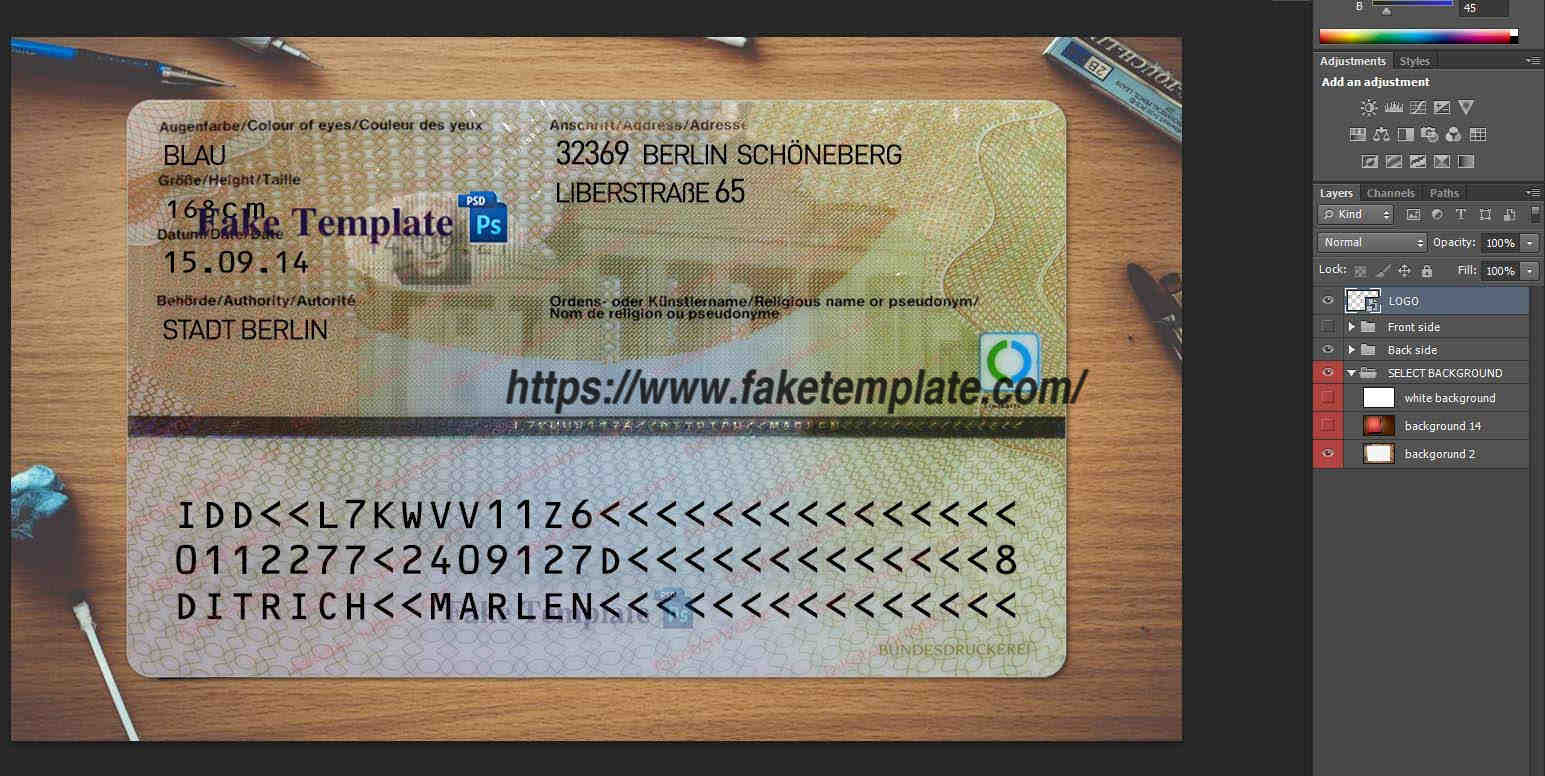 Germany ID Card Psd Template New V2 - Fake Germany ID Card