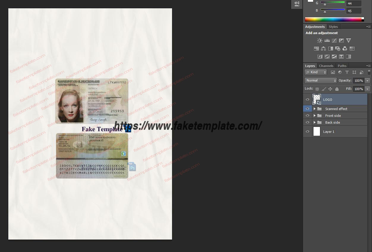 Germany ID Card Psd Template New V2 - Fake Germany ID Card