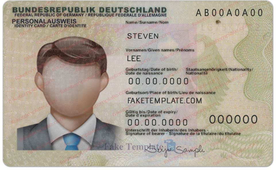 Germany ID Card Template Psd V1 - Fake German Identity Card