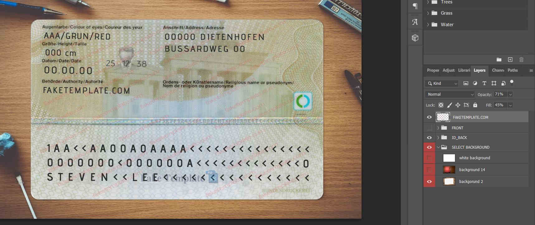 Germany ID Card Template Psd V1 - Fake German Identity Card