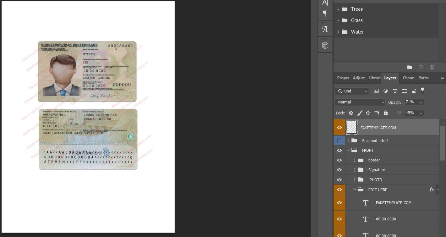 Germany ID Card Template Psd V1 - Fake German Identity Card