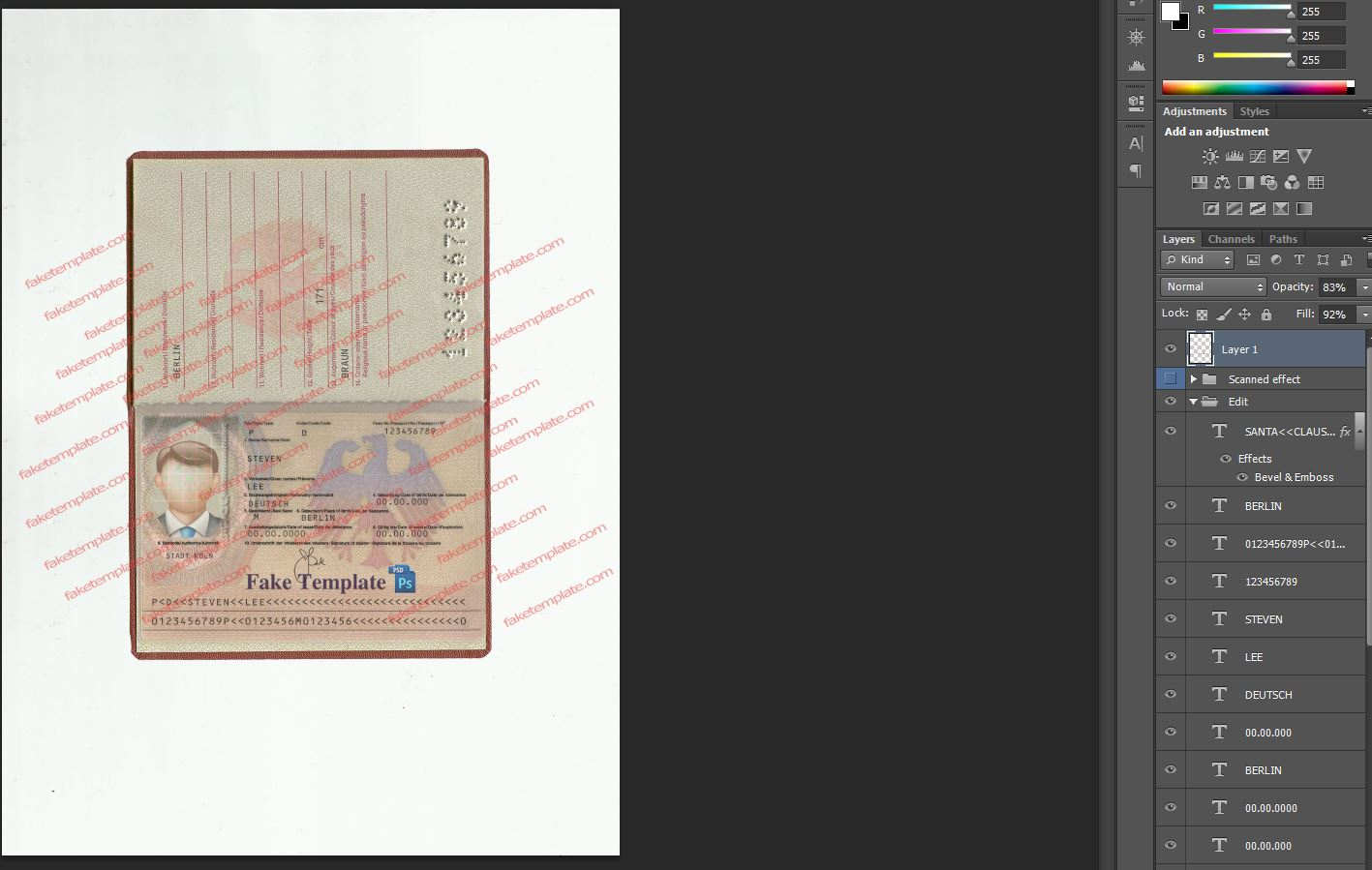 Germany Passport Template Psd V2 High Quality Fake Template 8272