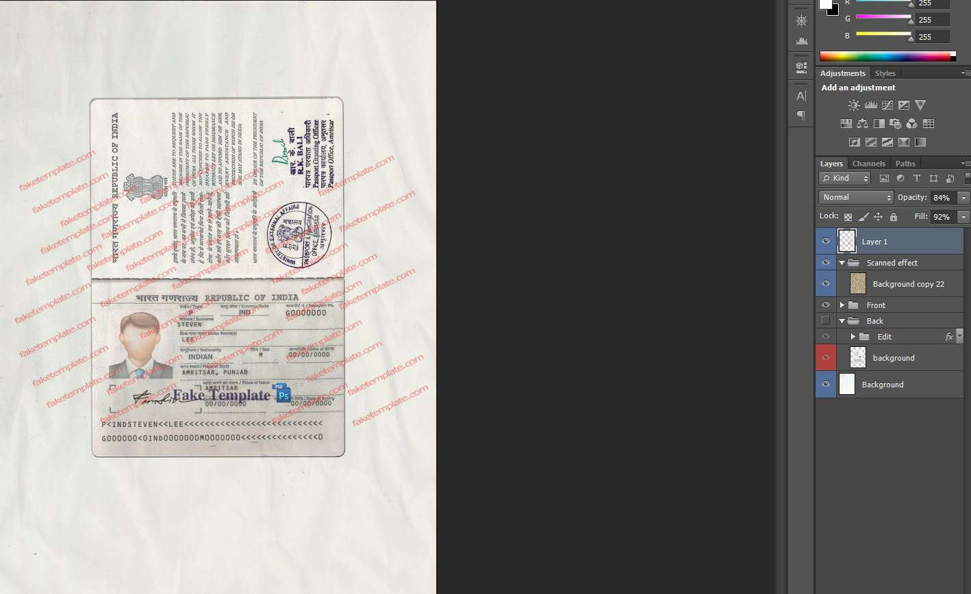 India Passport Template Psd High Quality Fake Template 6582