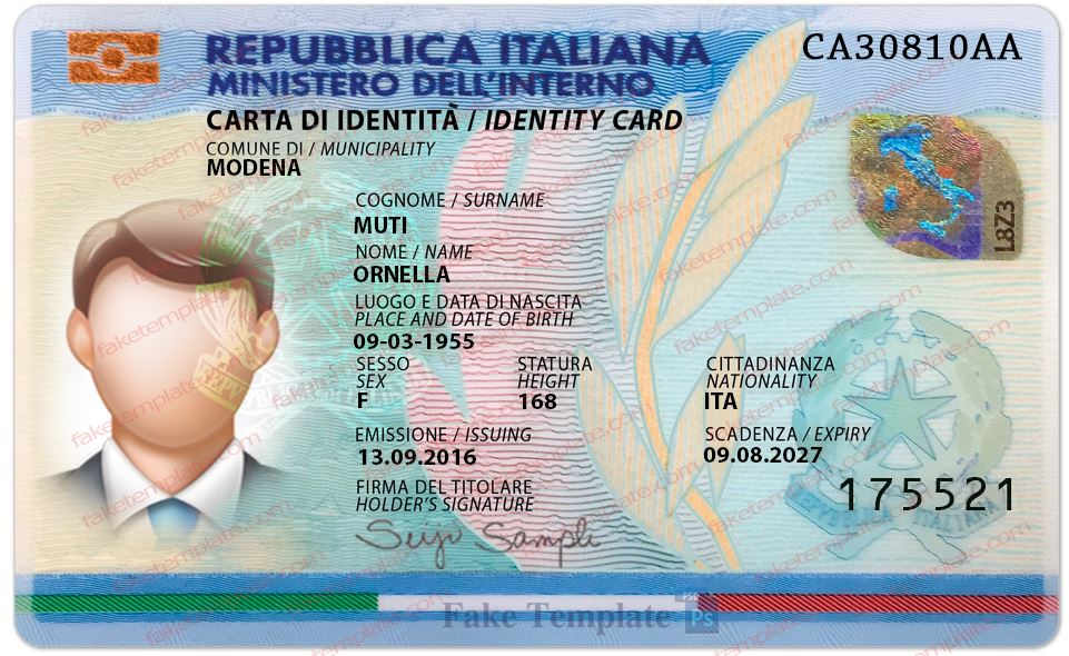 Italy ID Card Template Psd - Fake Italian ID Card