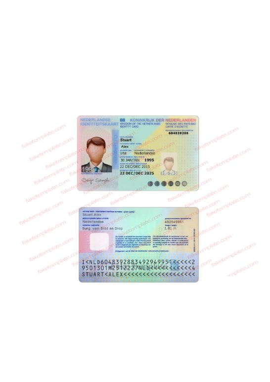 Netherlands ID Card Template Psd - Dutch ID Card Template - High quality