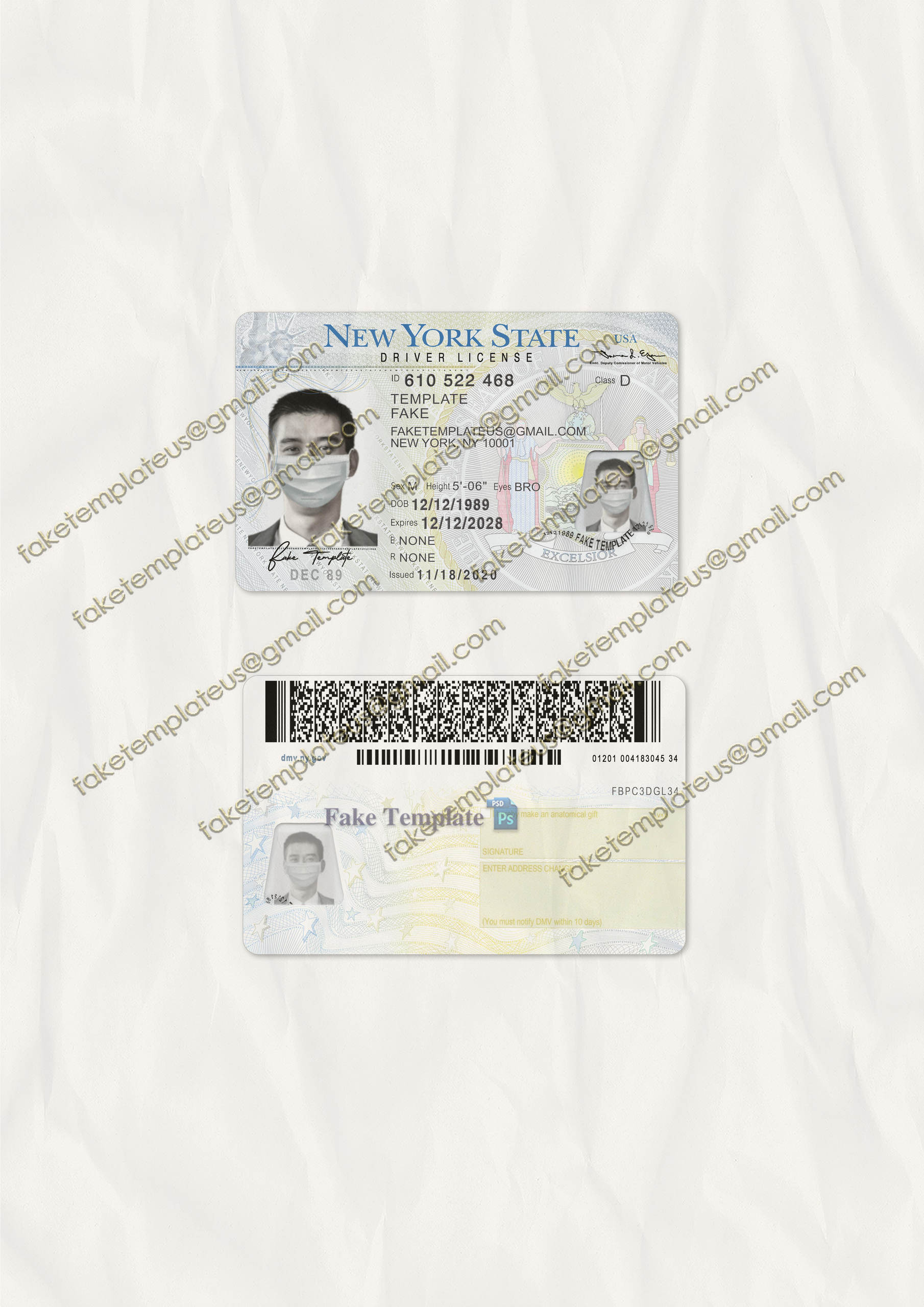 New York Driver License Template V2 New - Fake Template