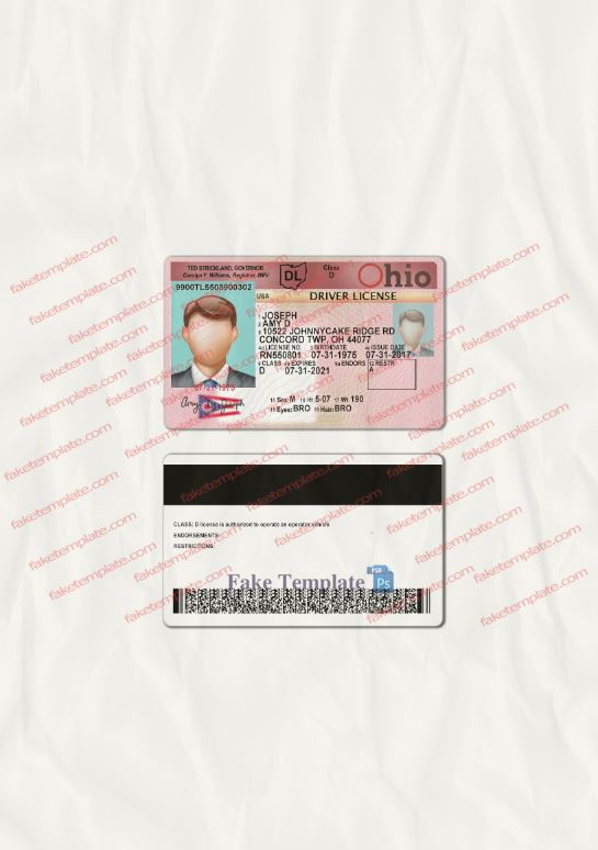 Ohio Drivers License Template V2 - Fake Template