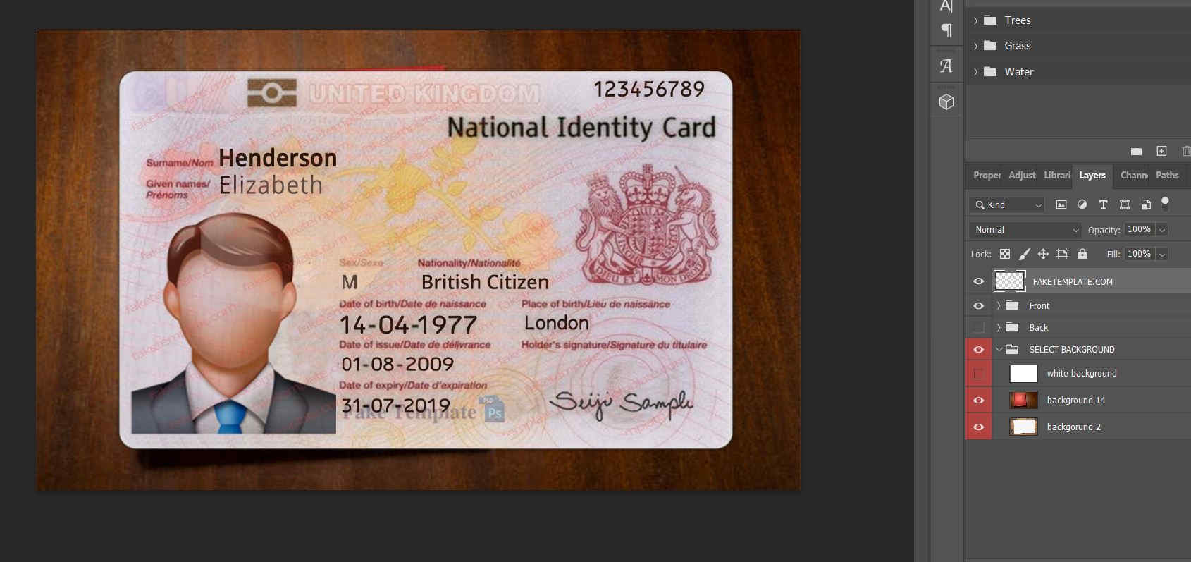 UK ID Card Template Psd - Fake UK ID Card - High quality