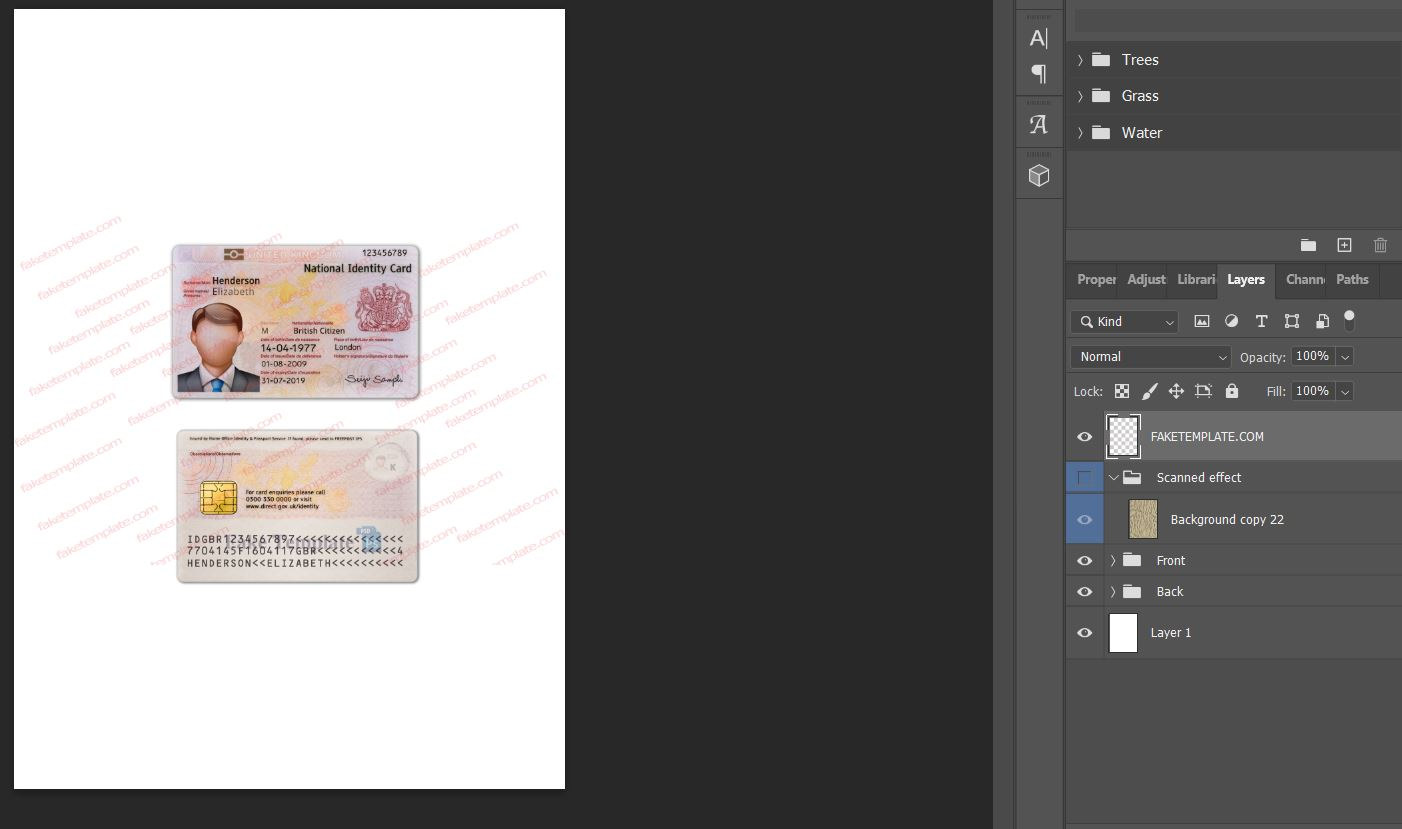 UK ID Card Template Psd - Fake UK ID Card - High quality