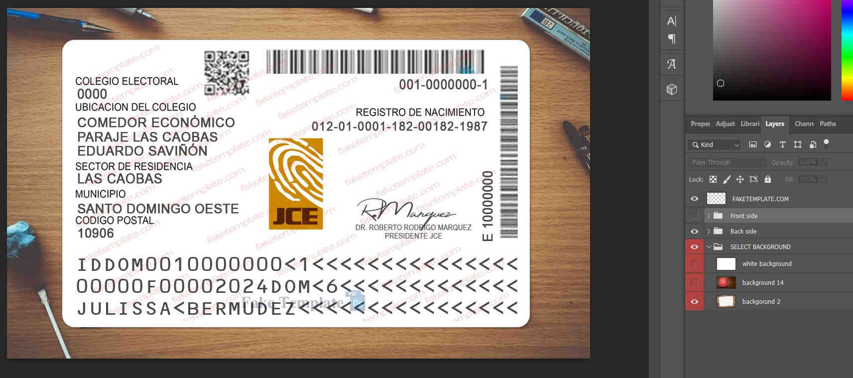 Dominican Republic ID Card Template Psd - Fake Template