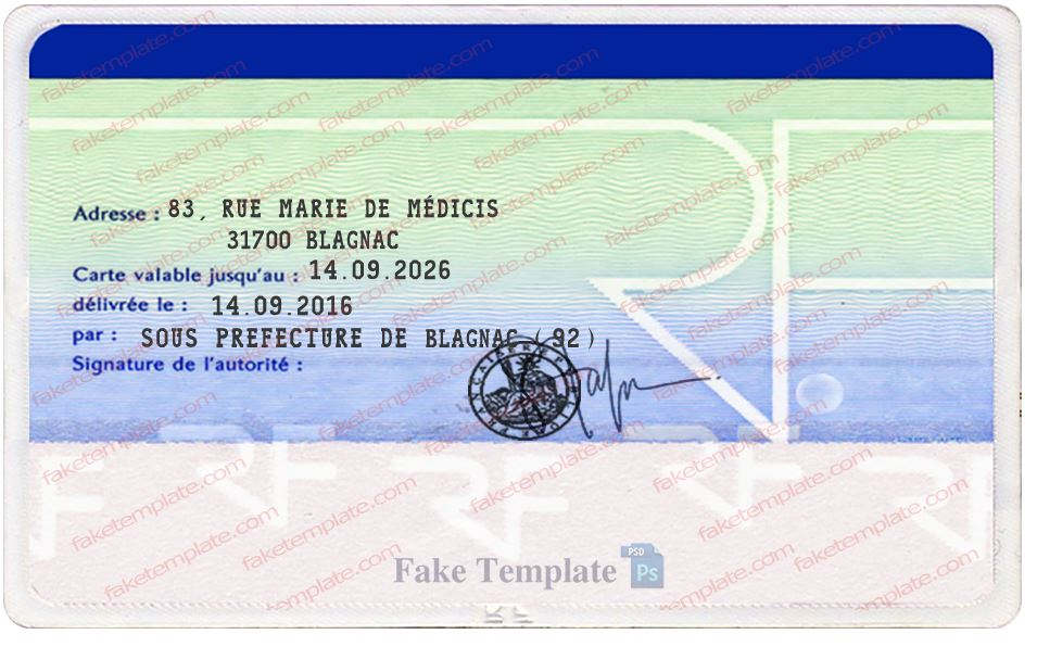 France ID Card Template Psd - French ID Card - High quality