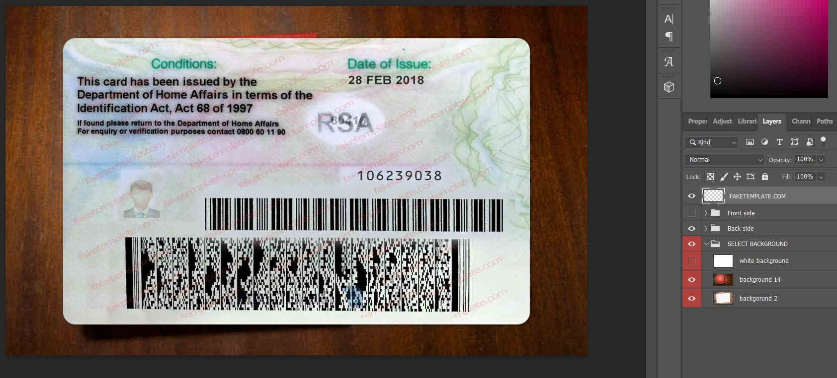 South African ID Card Template - ID Card In South Africa - Fake Template