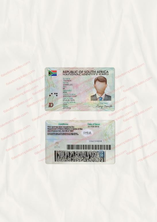 South African ID Card Template - ID Card In South Africa - Fake Template