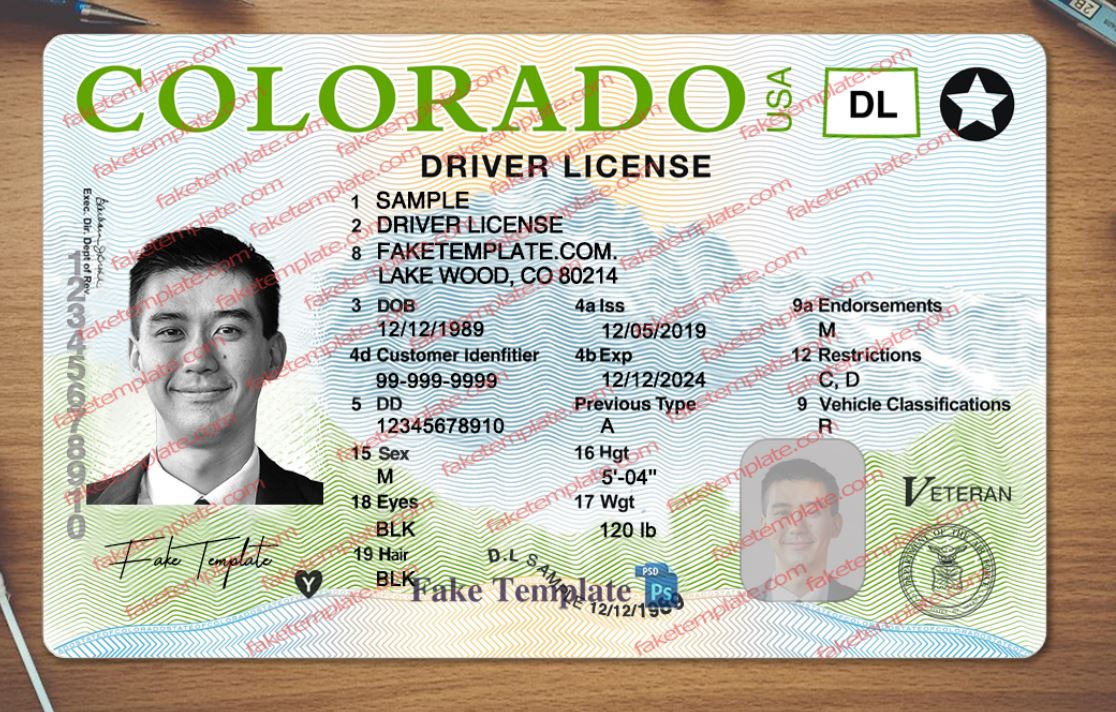Colorado Drivers License Template - Fake Template