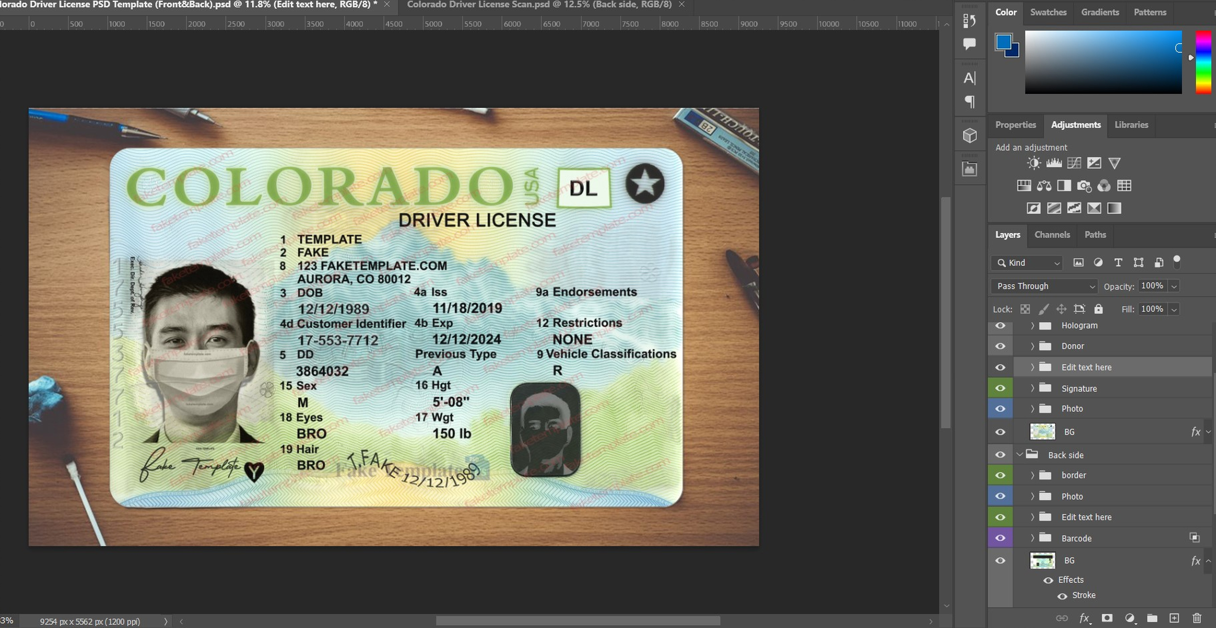 Colorado Drivers License Template - Fake Template