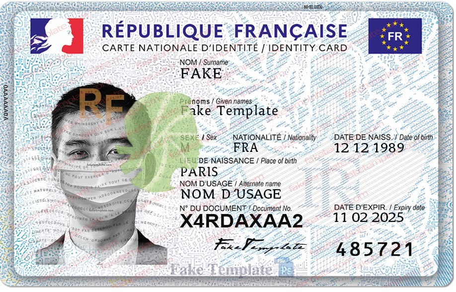 French ID Card Template Psd New - Fake French ID Card