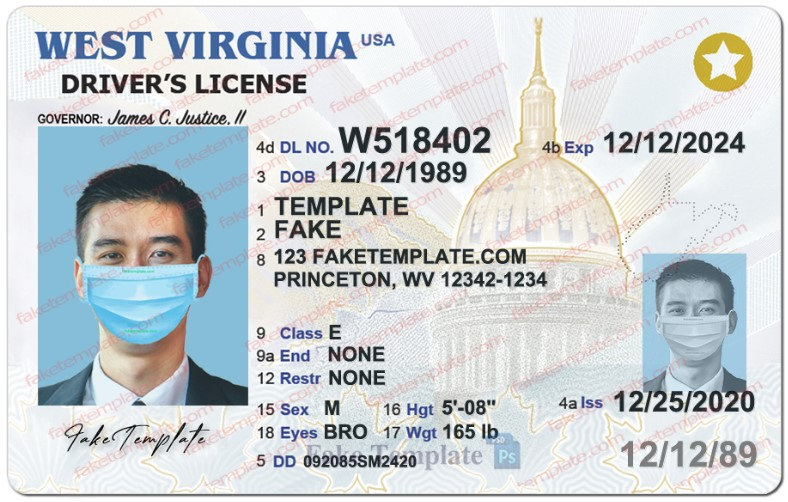 West Virginia Drivers License Template New - Fake Template