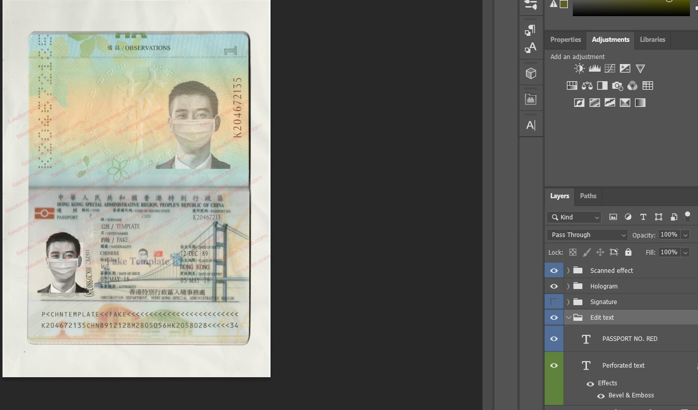 Hong Kong Passport Psd - HK Passport Template - Fake Template