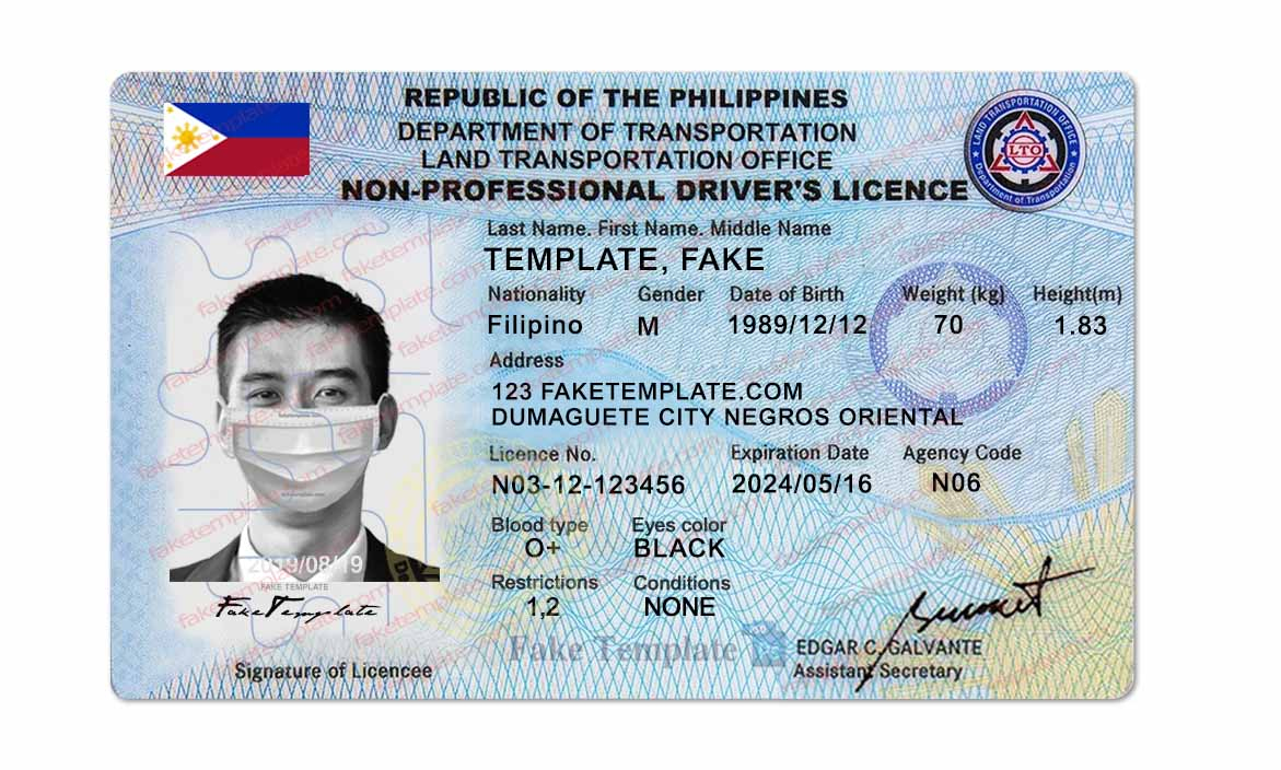 Philippines Drivers License Template - Fake Template