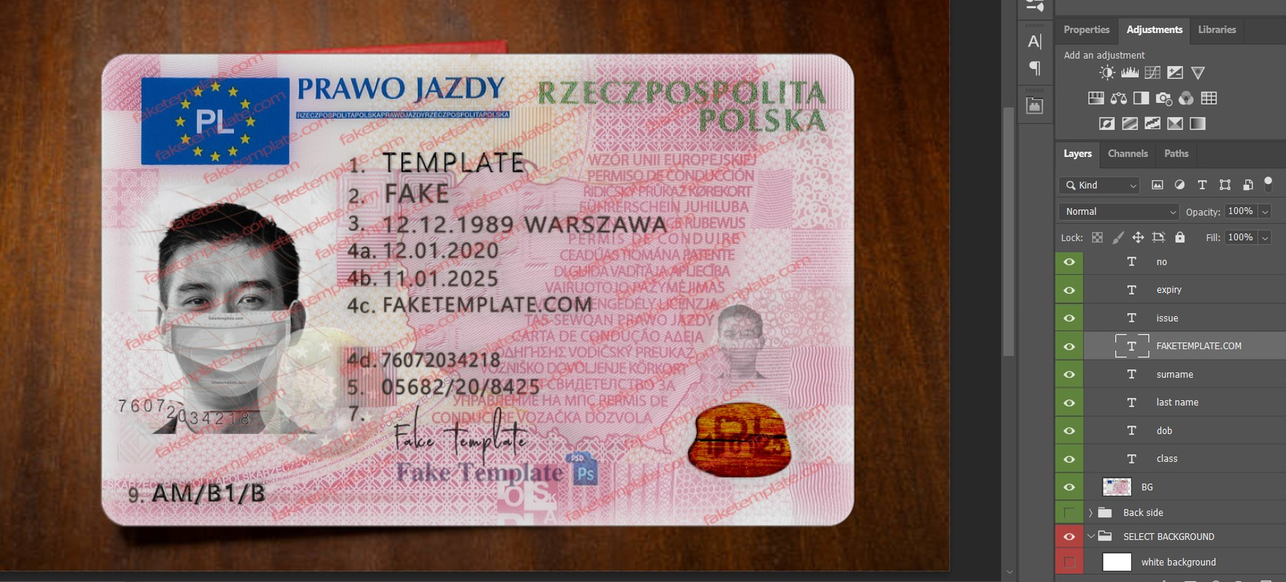 Poland Driver License Psd New - Fake Template